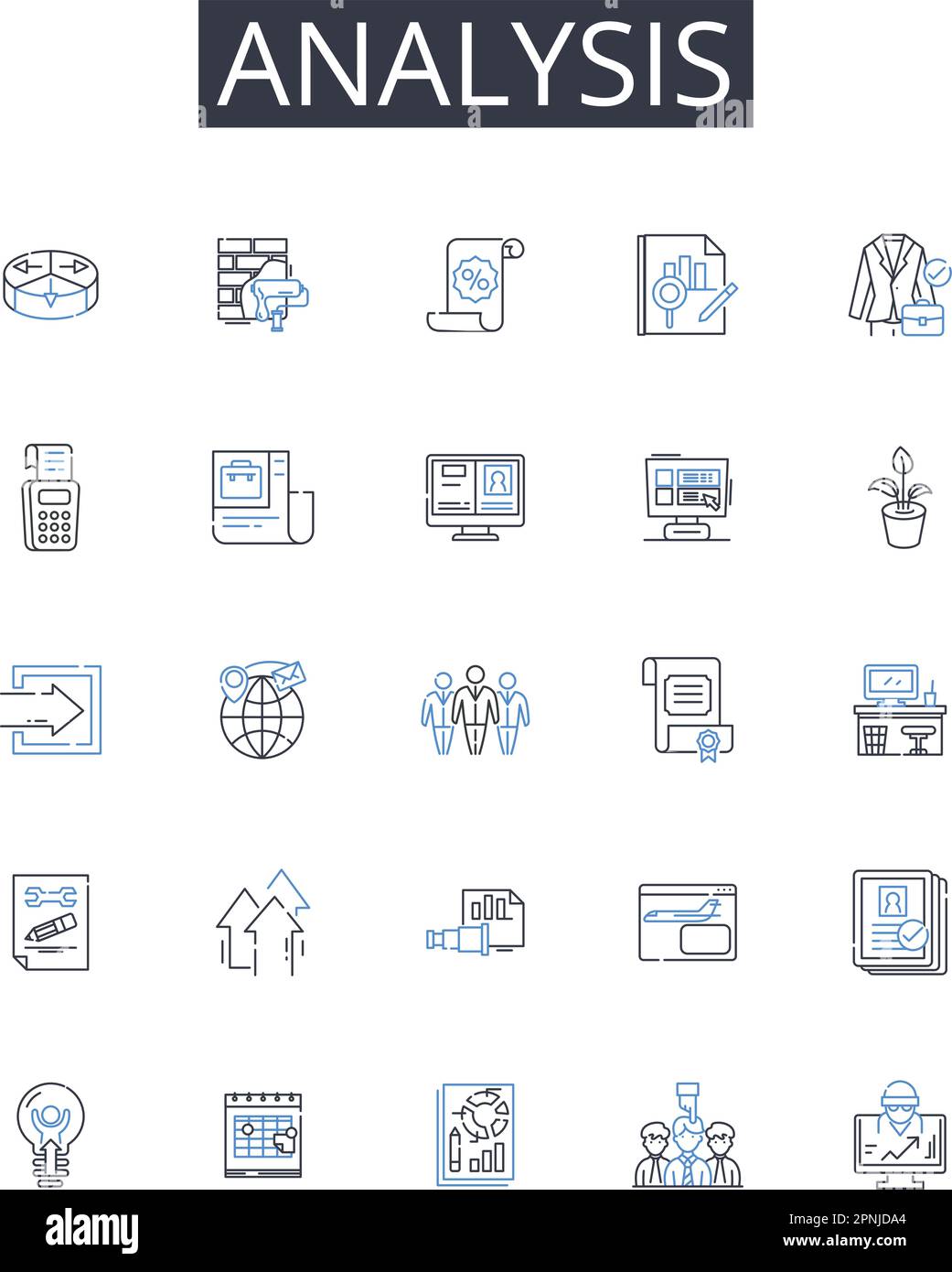 Analysis Line Icons Collection Evaluation Assessment Appraisal