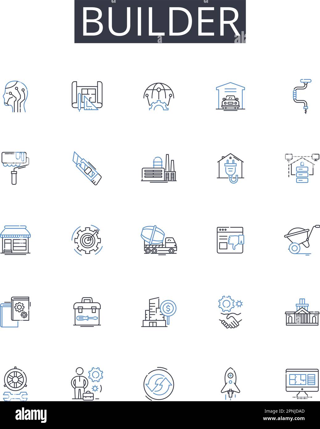 Builder line icons collection. Architect, Constructor, Contractor ...
