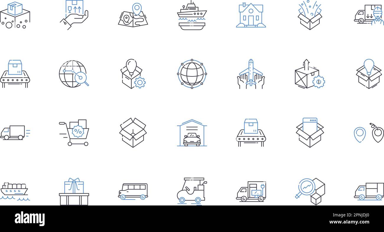 Speedy conveyance line icons collection. Velocity, Rapidity, Swiftness ...