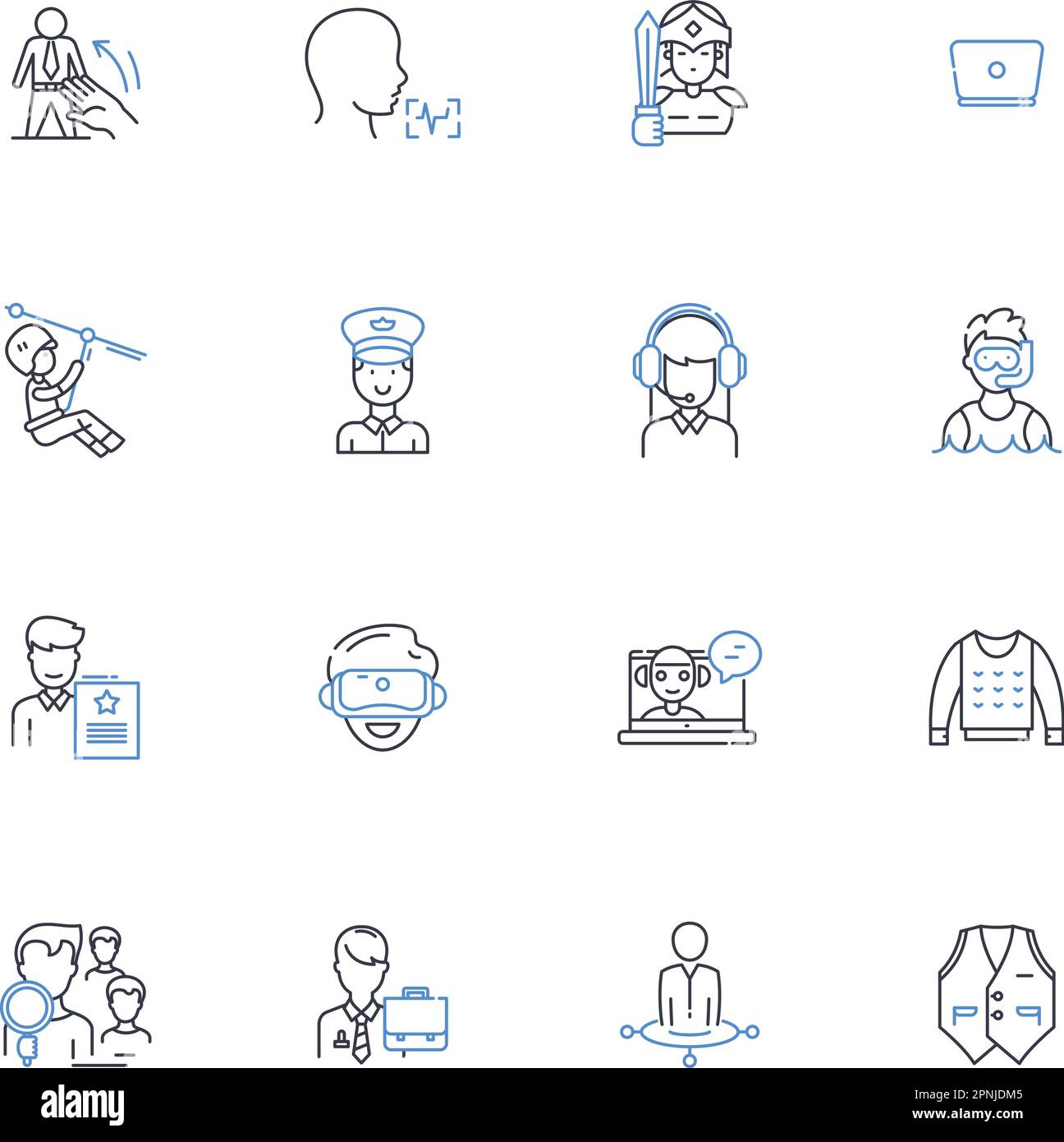 Young men line icons collection. Strength, Energy, Ambition, Confidence ...