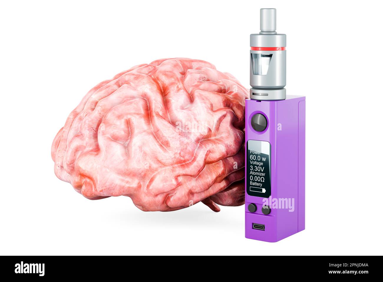 Vape mod with brain, 3D rendering isolated on white background Stock ...