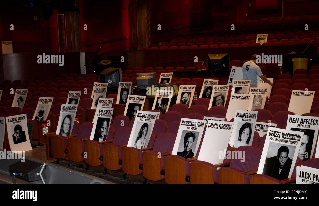 "75th Academy Awards" March 25, 2003 Place Cards Photo by Darren Decker ...