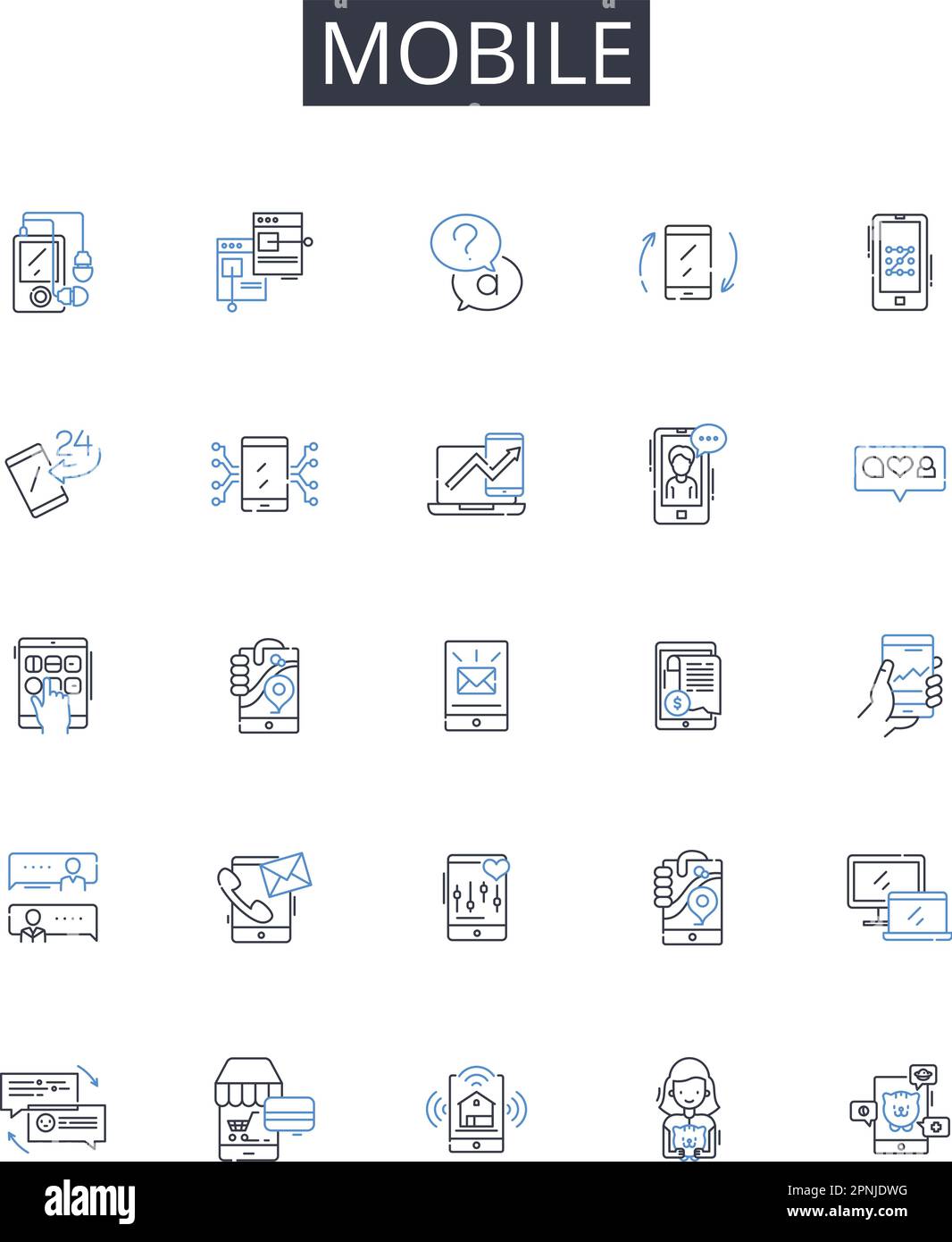 Mobile line icons collection. Cellular, Handheld, Wireless, Portable ...