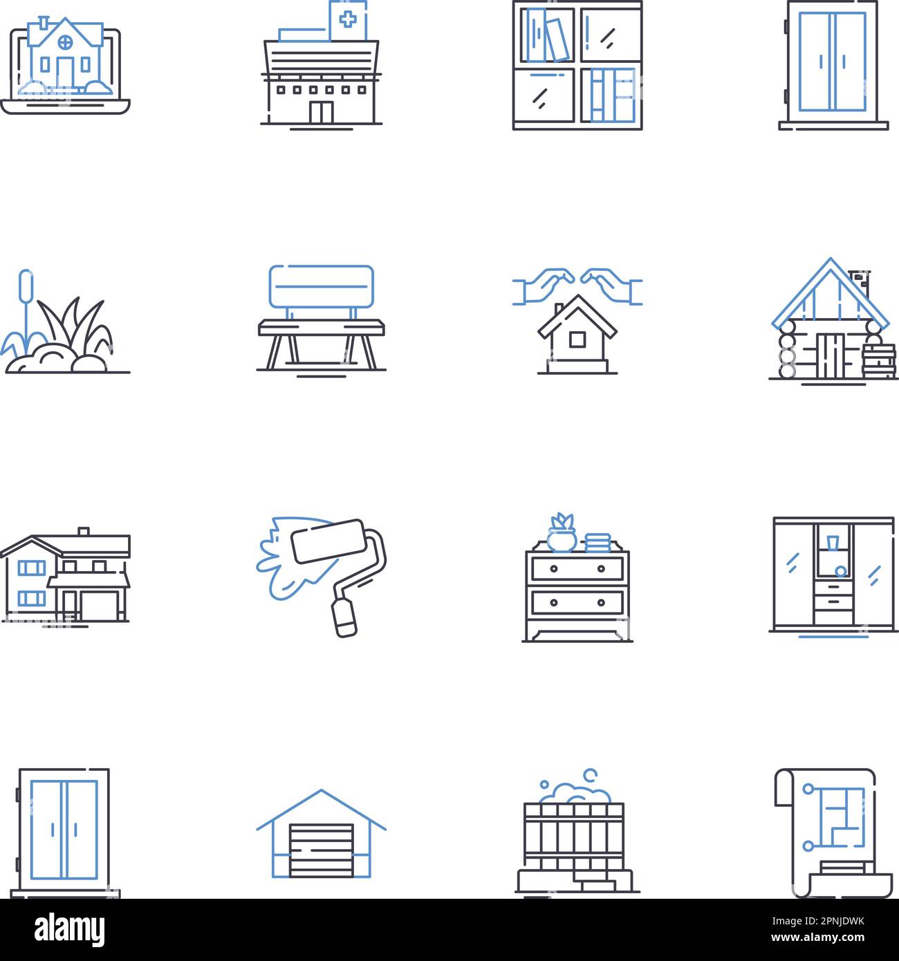 Interior architecture studio line icons collection. Modern ...