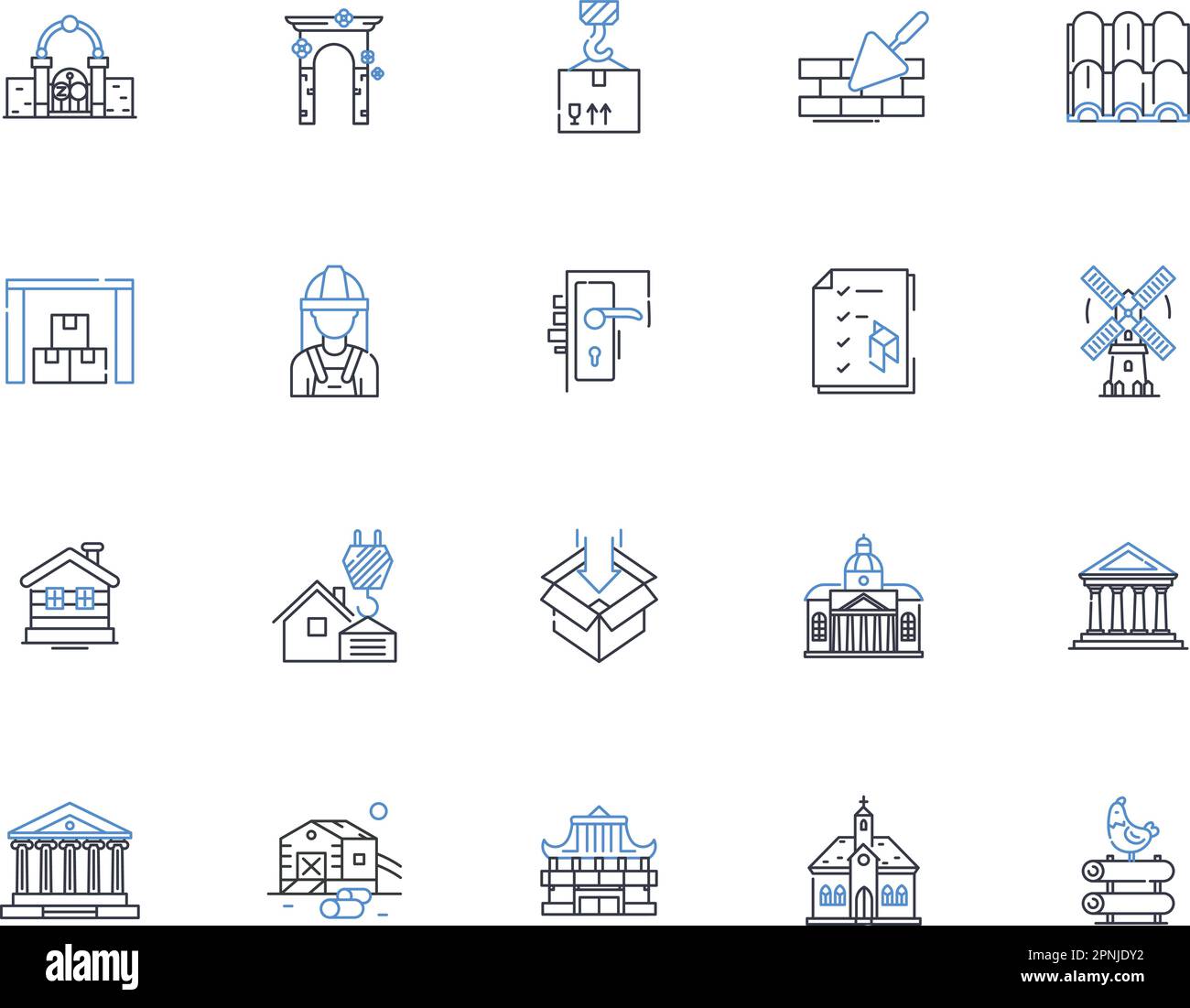 Edifice renovation line icons collection. Restoration, Refurbishment ...