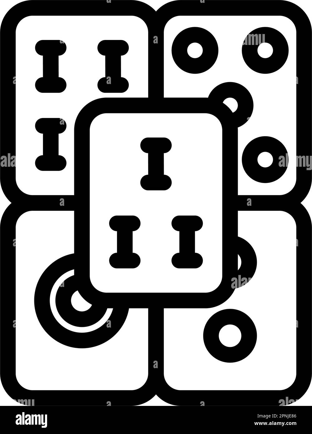 mahjong tiles board table line icon vector illustration Stock Vector ...