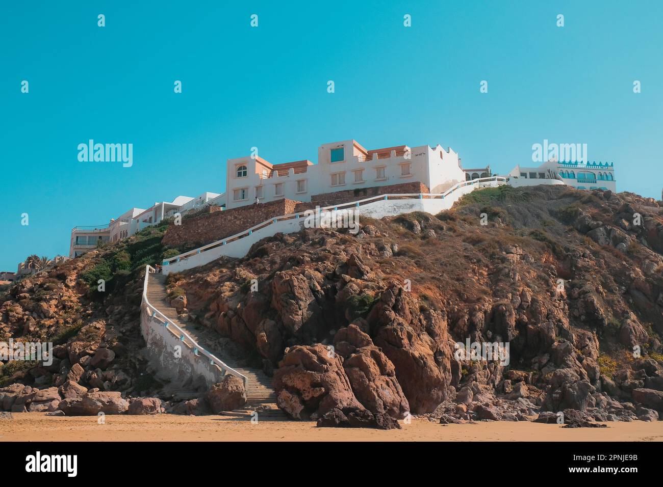 Steps leading to Aftas Beach in the chill coastal town of Mirleft ...