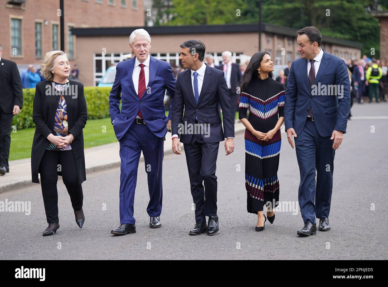 (Left-right) Hillary Clinton, Former US president Bill Clinton, Prime ...