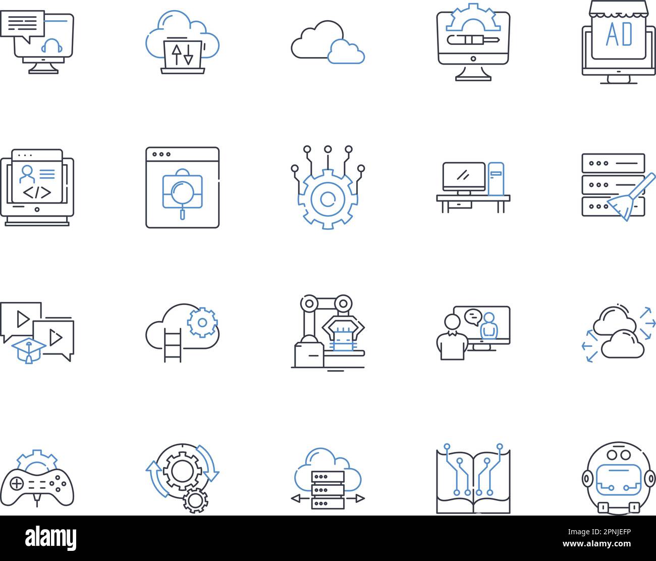 Online lustrous line icons collection. Digital, E-commerce, Virtual ...