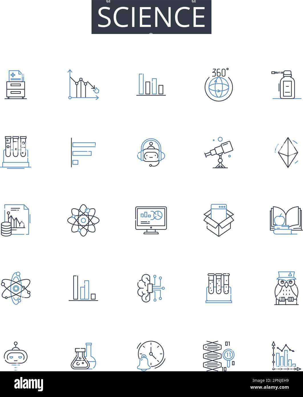 Science line icons collection. Math, Chemistry, Physics, Astronomy ...
