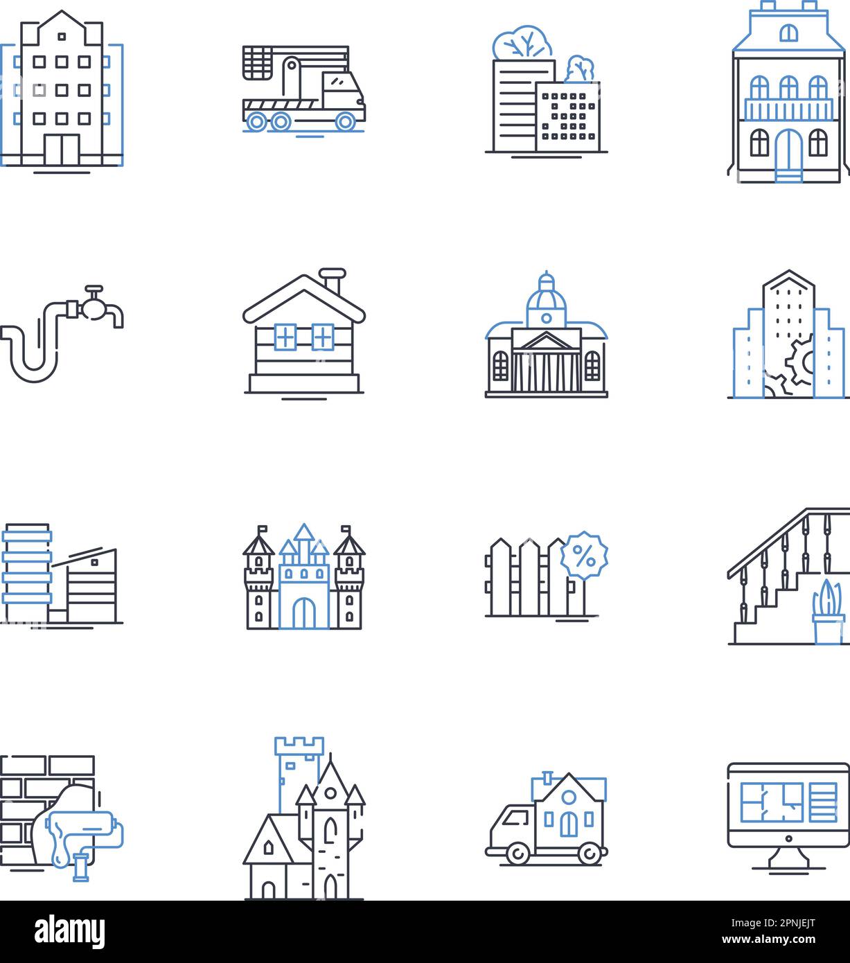 Hammer drill line icons collection. Power, Precision, Impact, Force ...