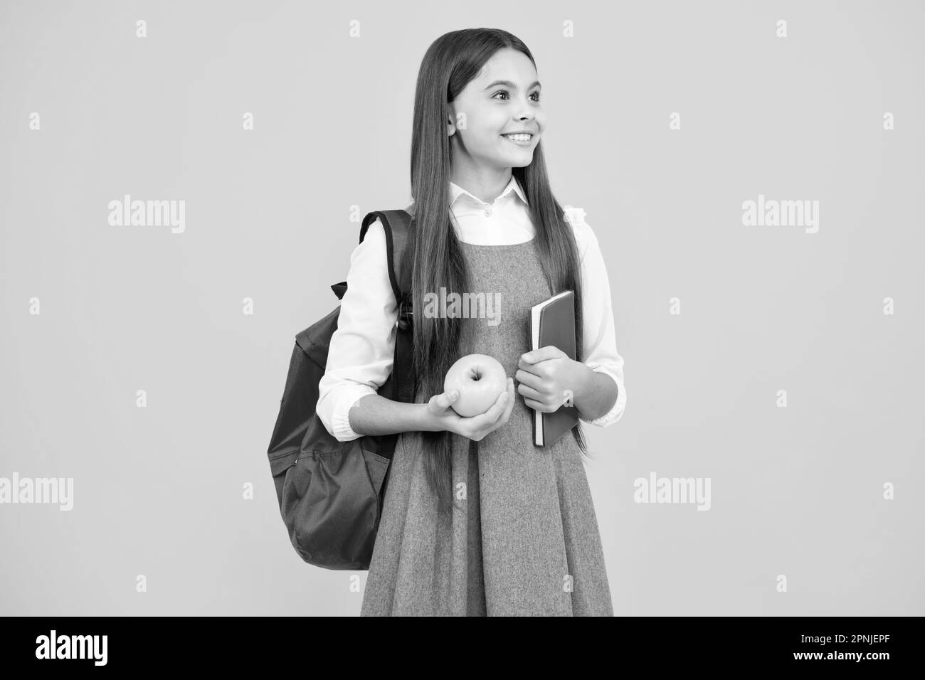 School teenage girl with book and copybook. Teenager schoolgirl student ...