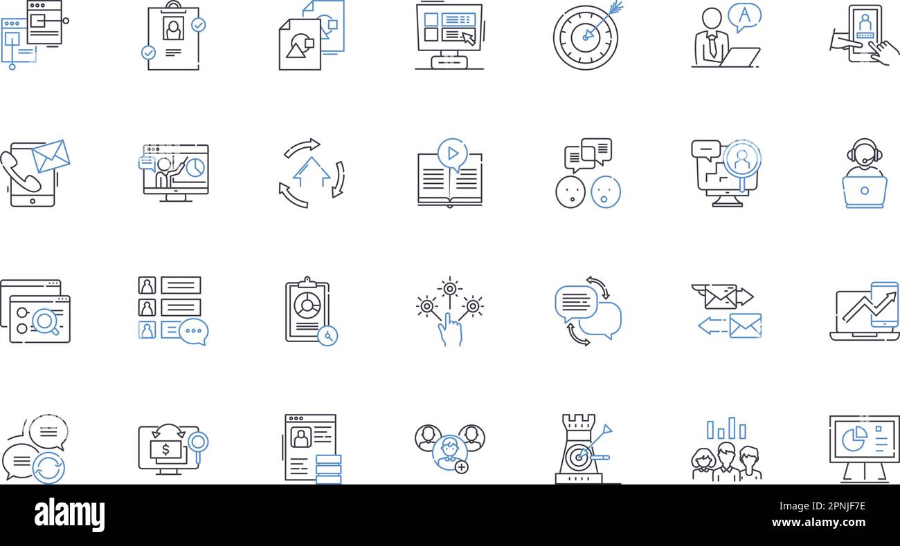 Display advertising line icons collection. Impressions, Clicks ...