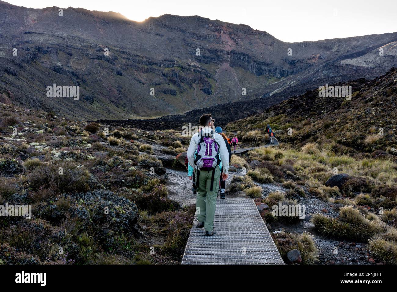 Early Morning and Young Hikers Start The The Tongariro Alpine Crossing ...