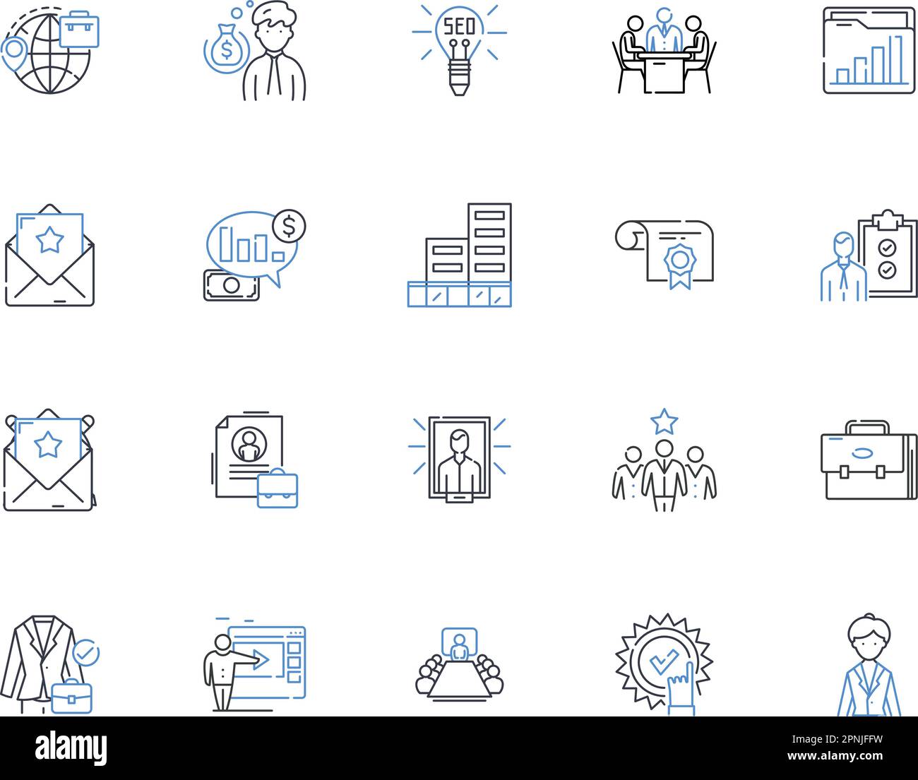 Communications Firm line icons collection. Nerk, Strategy, Solutions ...