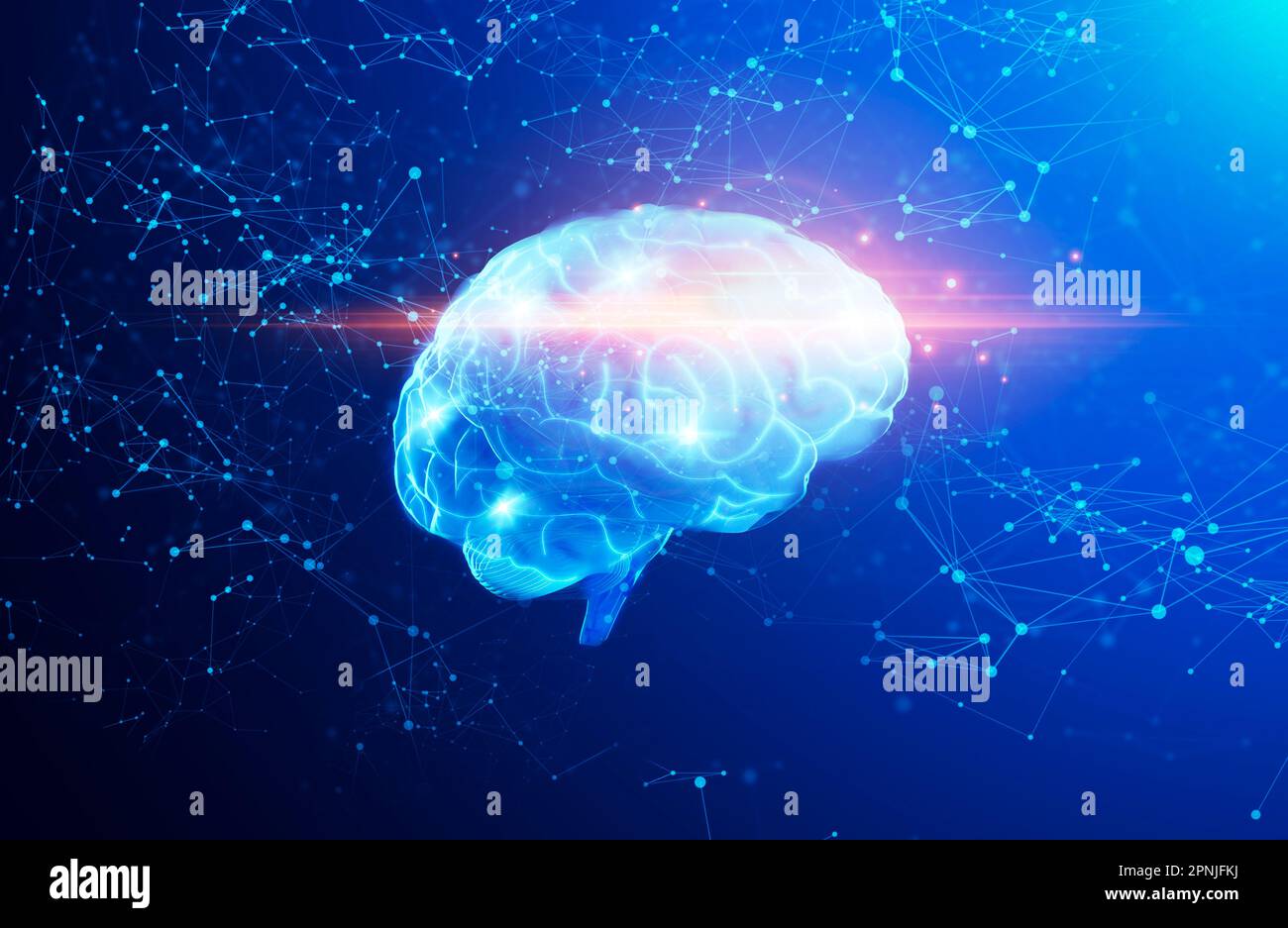 3D illustration Of Human Brain Hologram Over Abstract Background With ...