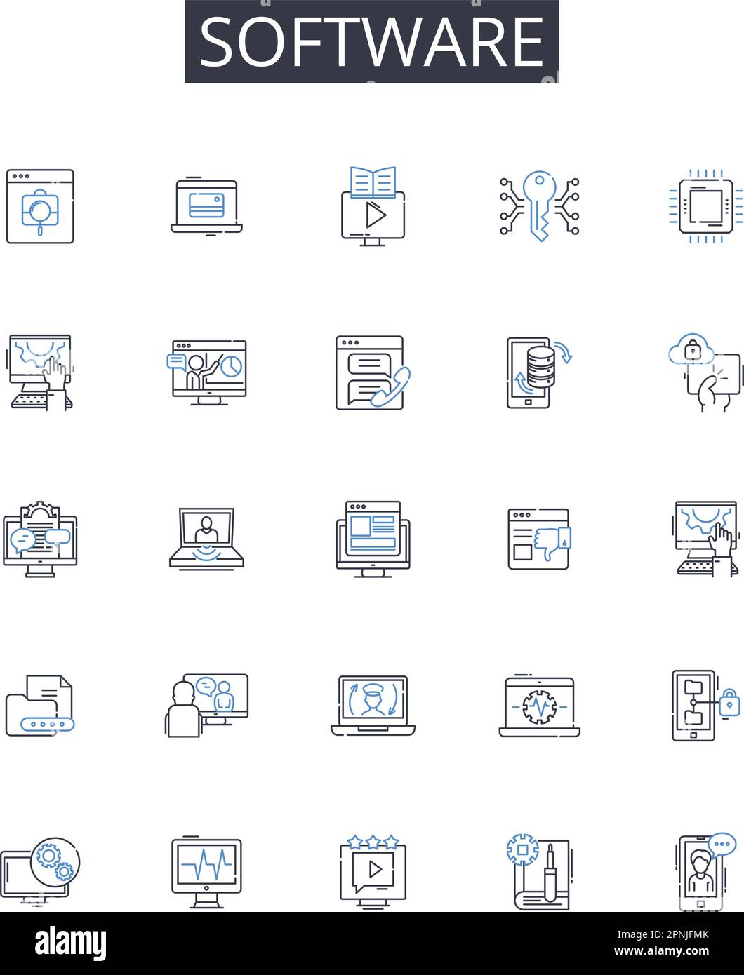 Software line icons collection. Research, Thesis, Writing, Analysis ... Software line icons collection. Research, Thesis, Writing, Analysis ...