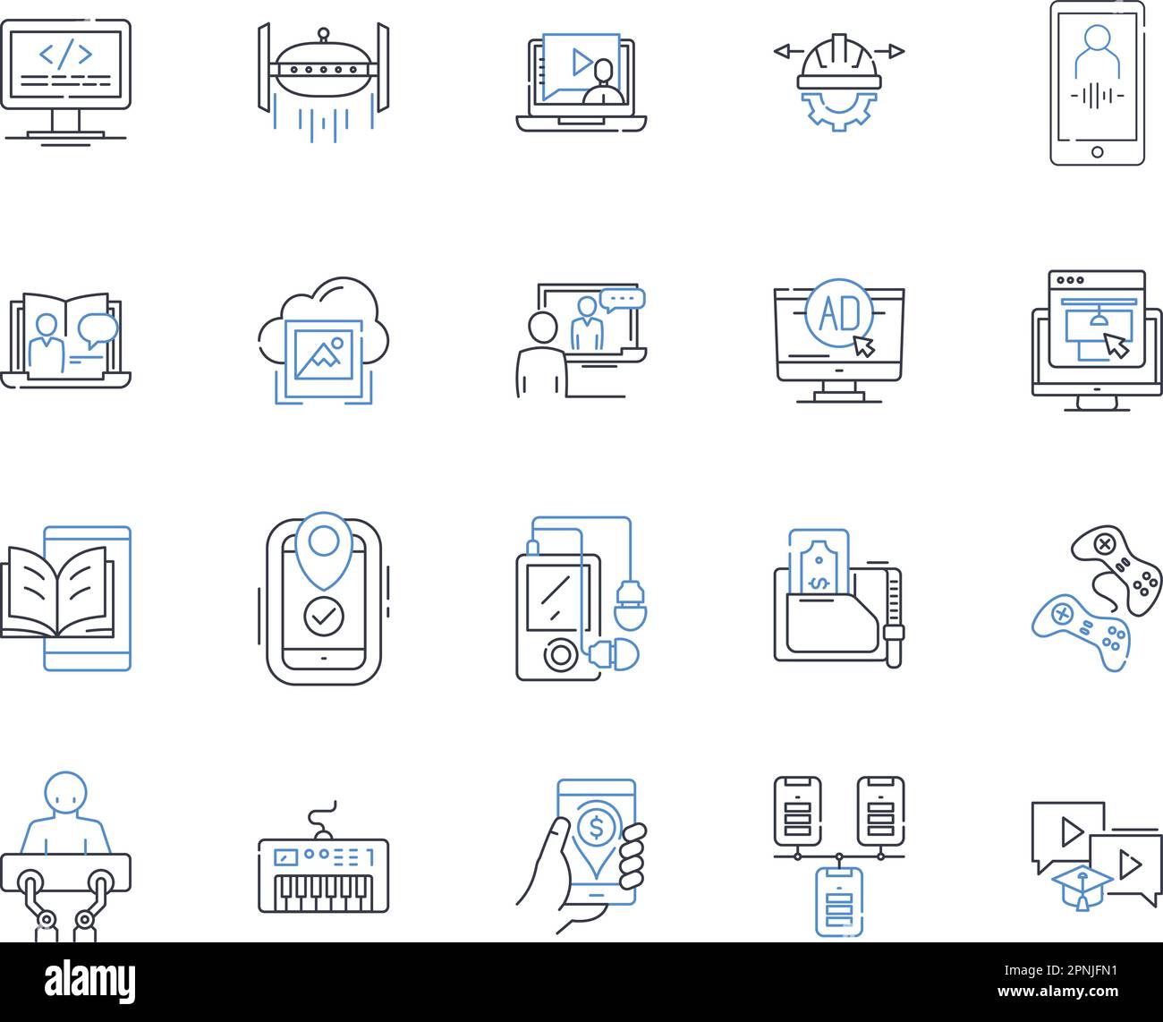 Natural language processing line icons collection. Sentiment, Parsing ... Natural language processing line icons collection. Sentiment, Parsing ...