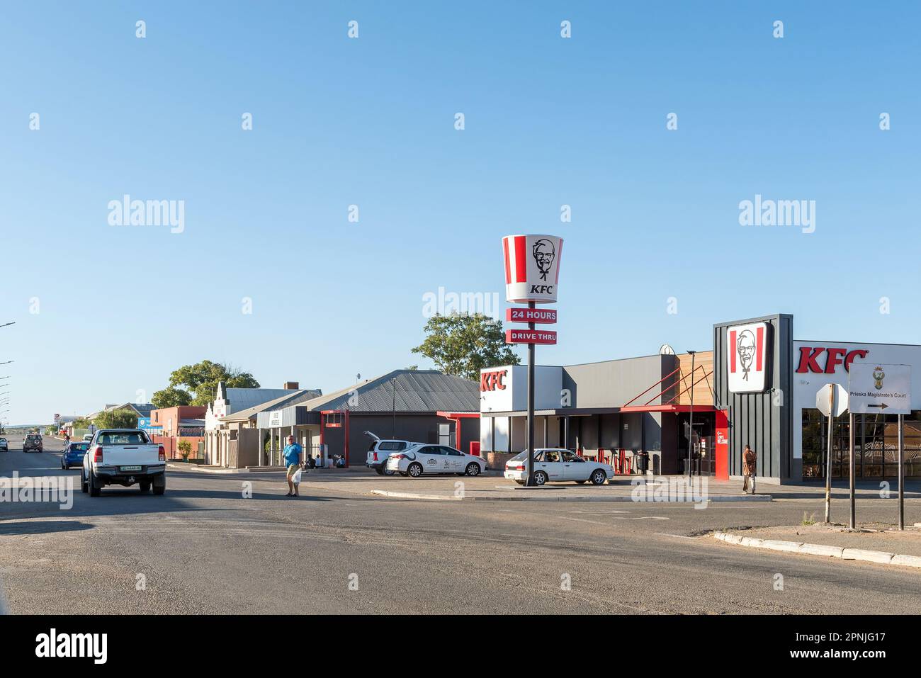 Prieska, South Africa - Feb 28 2023: A street scene, with businesses ...