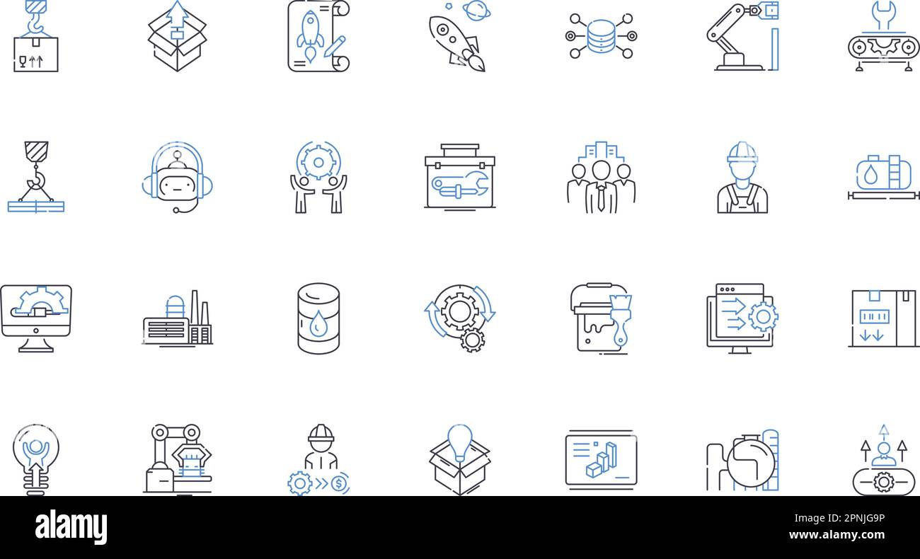 Sector line icons collection. Agriculture, Automotive, Aviation ... Sector line icons collection. Agriculture, Automotive, Aviation ...