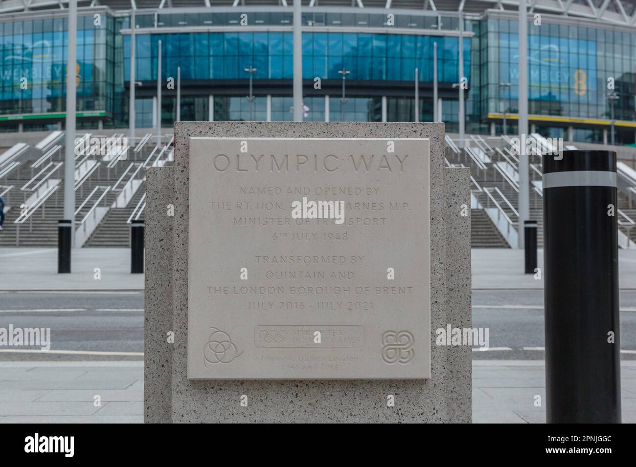 Olympic Way, Wembley Park, UK. 19th April 2023. The restoration of the ...