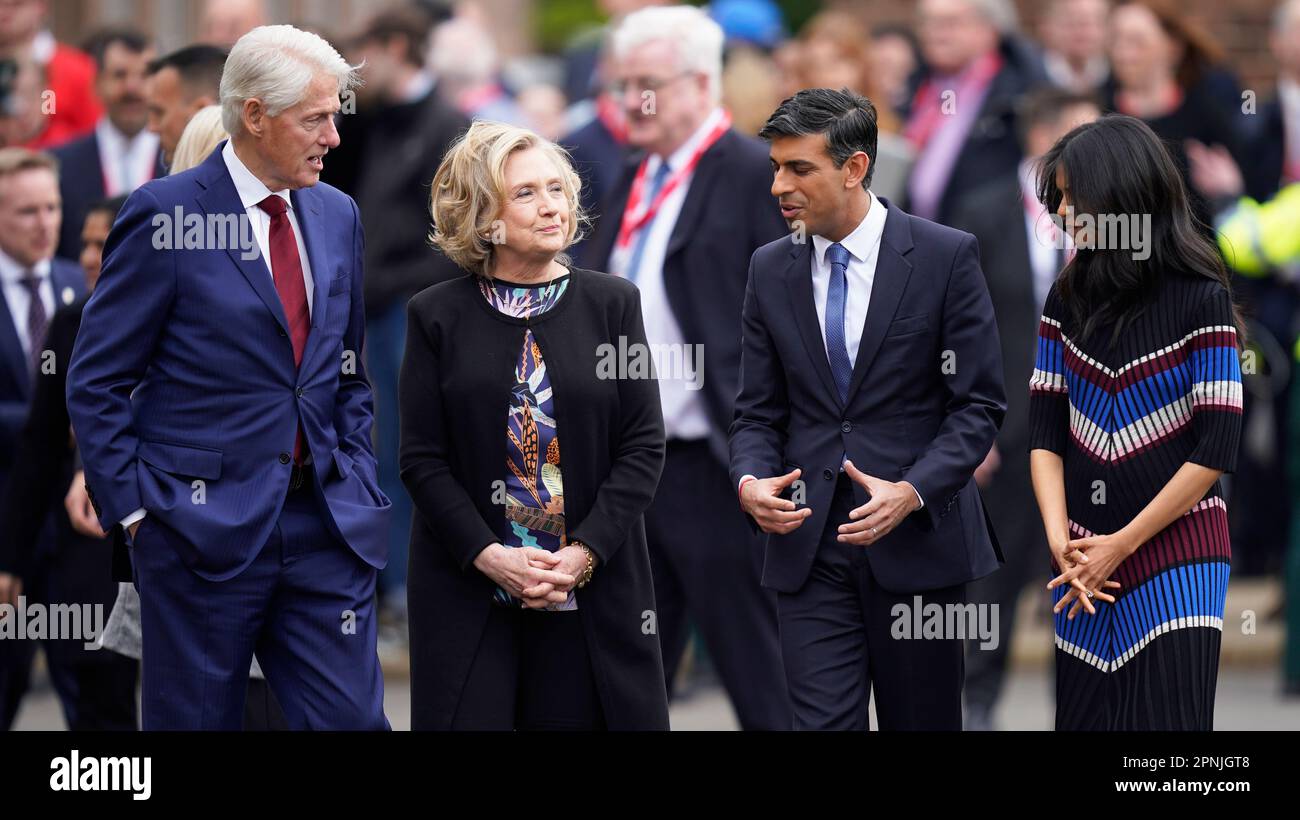 (Left-right) Former US president Bill Clinton, Hillary Clinton, Prime ...