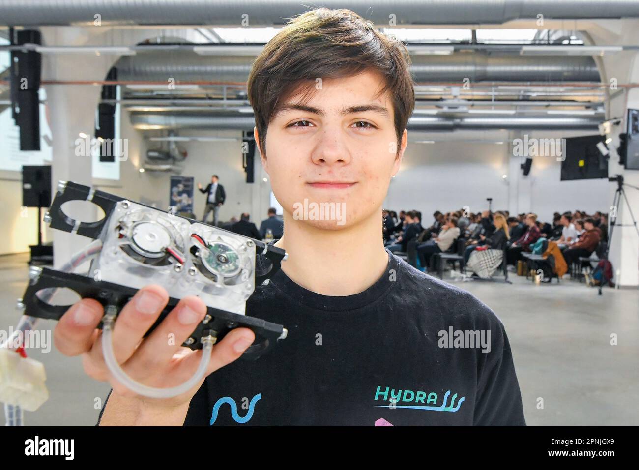 Pilsen, Czech Republic. 19th Apr, 2023. Michal Spisak of Nvias presents ...