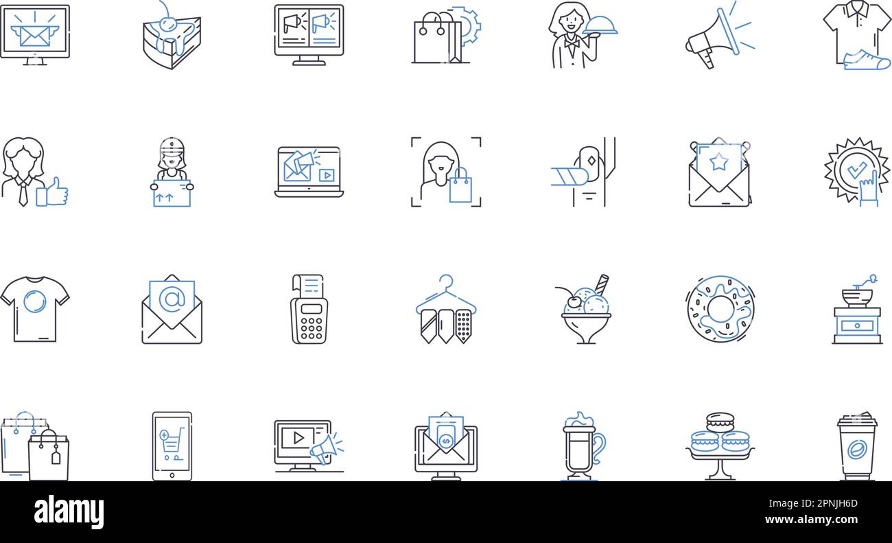 Supermarket goods line icons collection. Groceries, Snacks, Produce ...