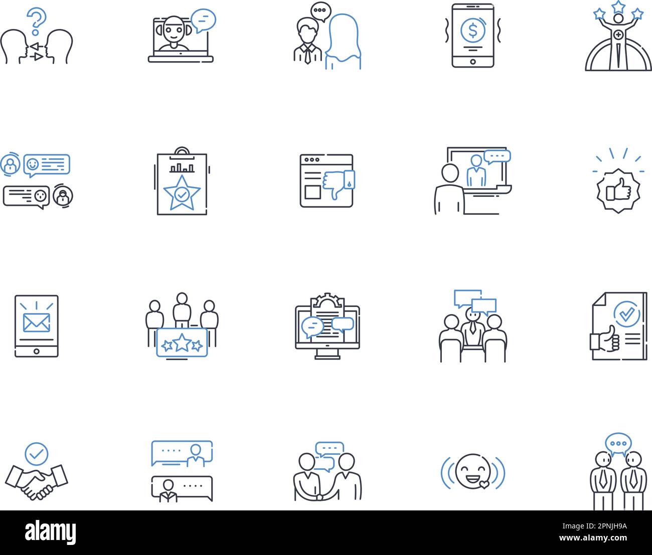 Testimonials line icons collection. Experience, Approval, Feedback ...