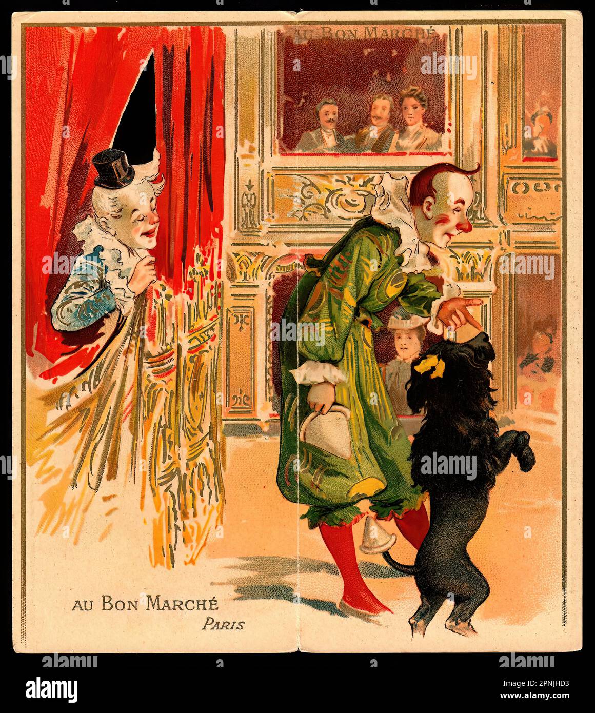 Clowns 001 - Vintage French Trade Card, Belle Epoque Era Stock Photo ...
