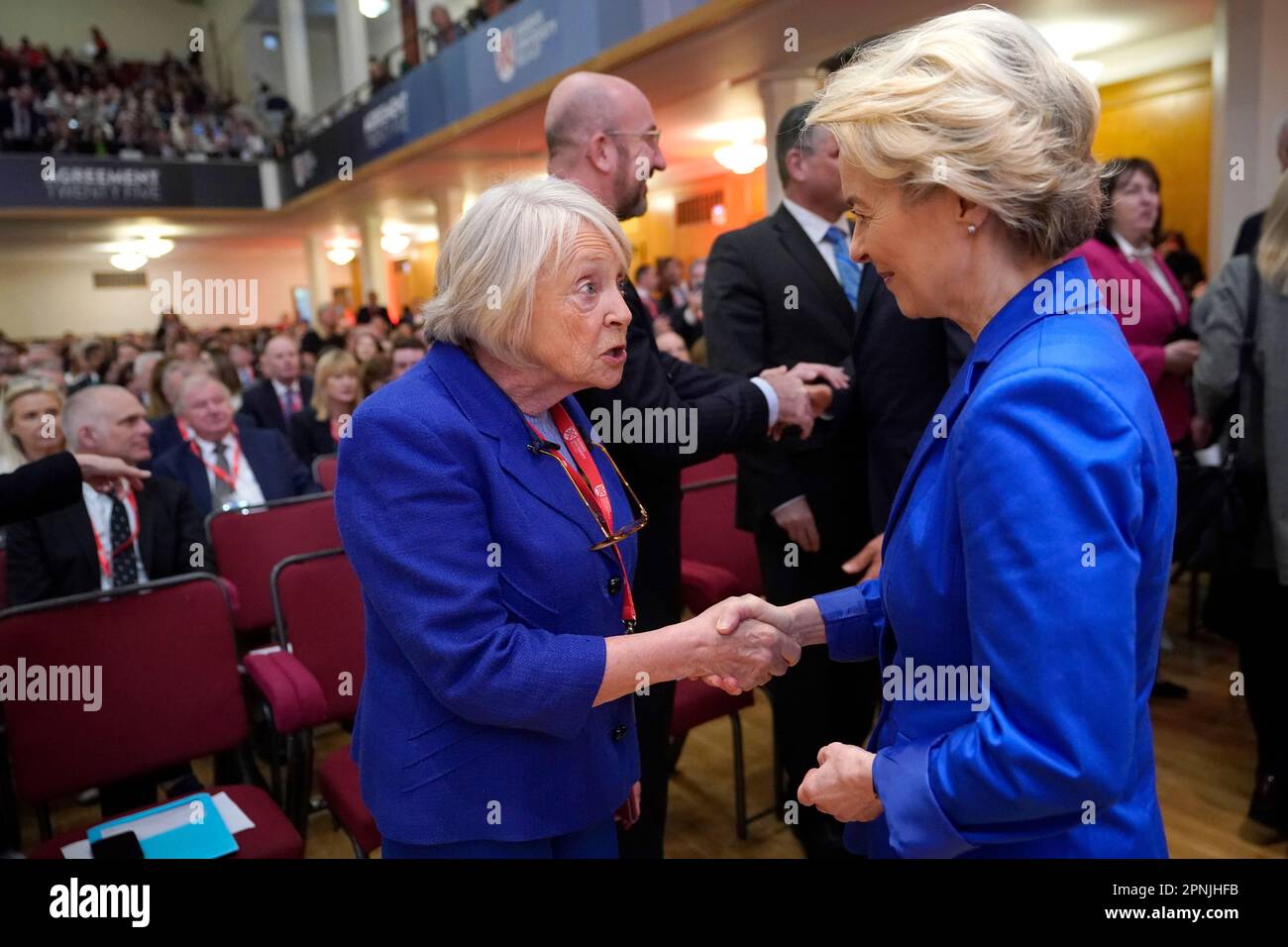 Northern Ireland Women Coalition member Jane Morrice with President of ...