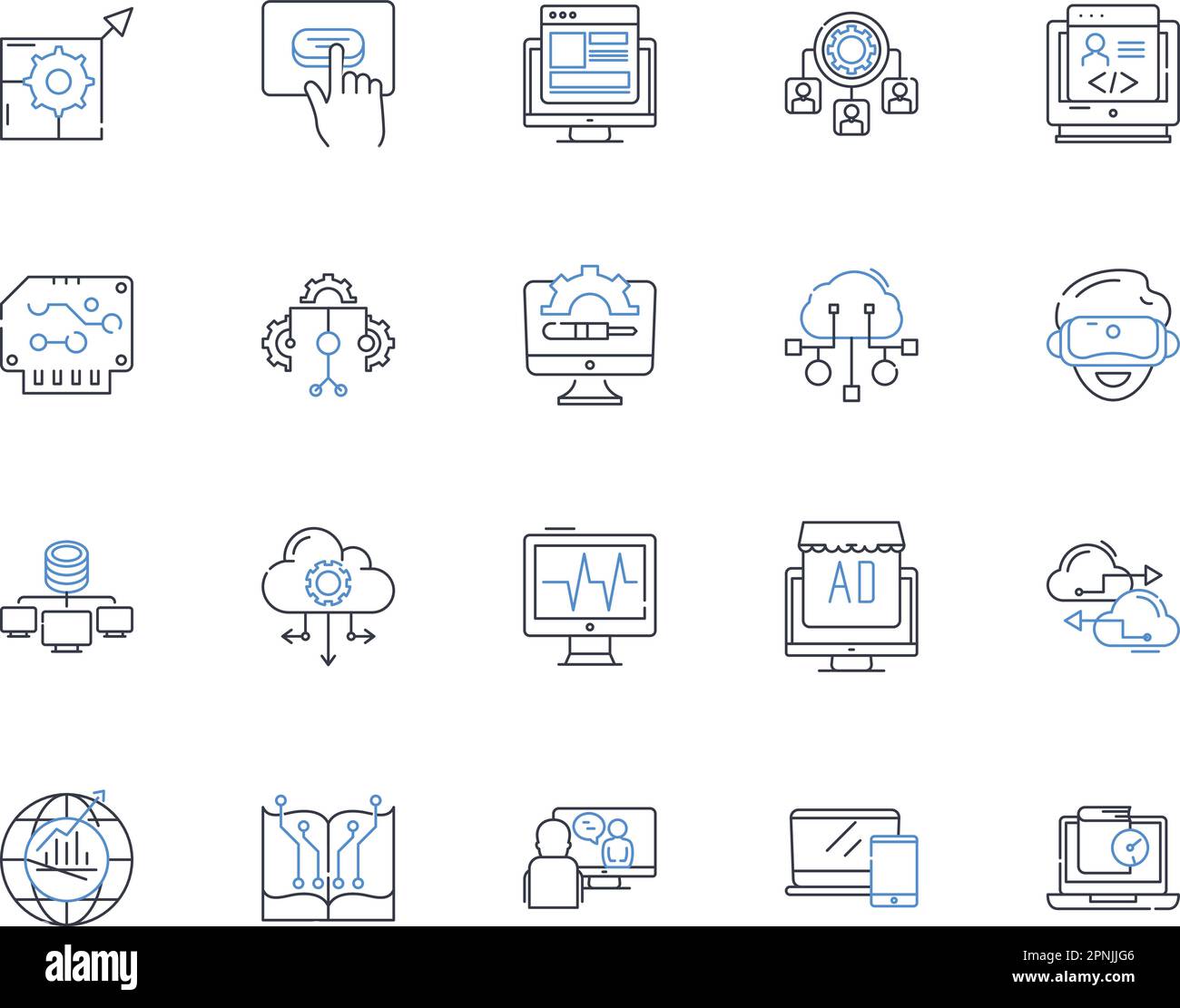 Web-based industry line icons collection. Internet, Technology, E ...