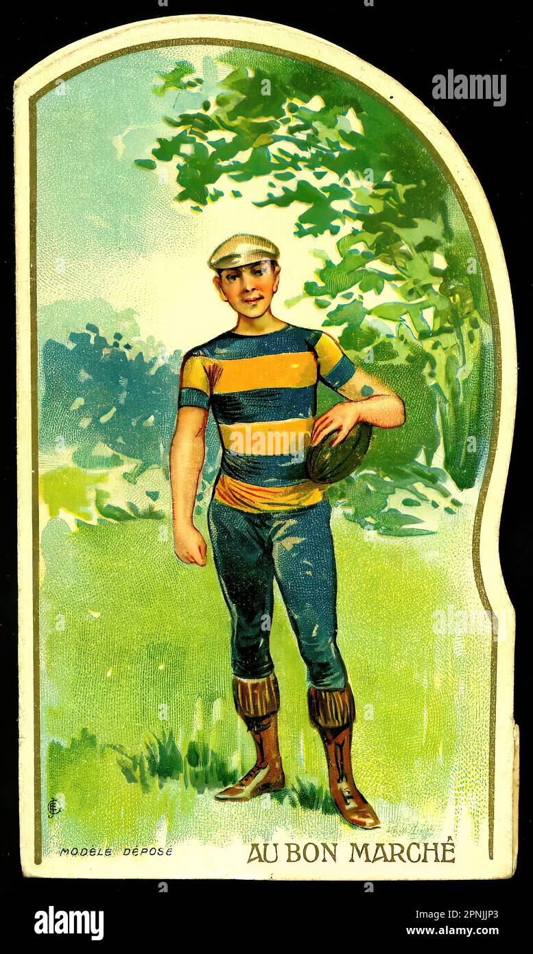 Rugby System Card - Vintage French Tradecard, Belle Epoque Era Stock ...