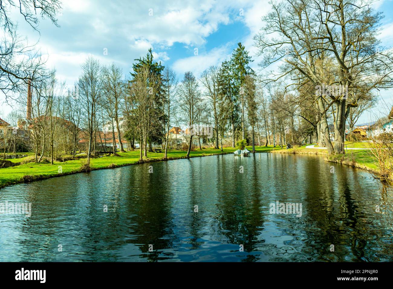 Spring hike in the Bavarian Forest through the spa town of Regen ...