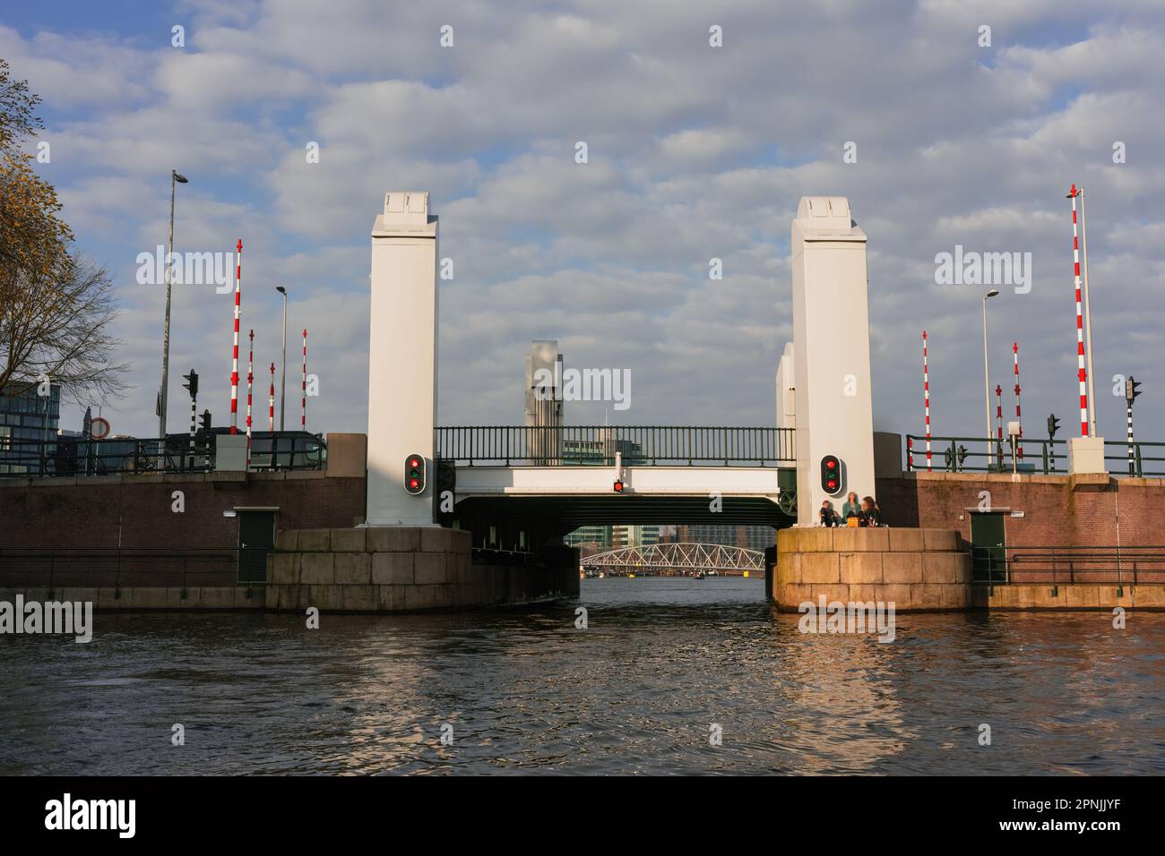 Aesthetic canals of Amsterdam at sunset, view from the water, view of ...