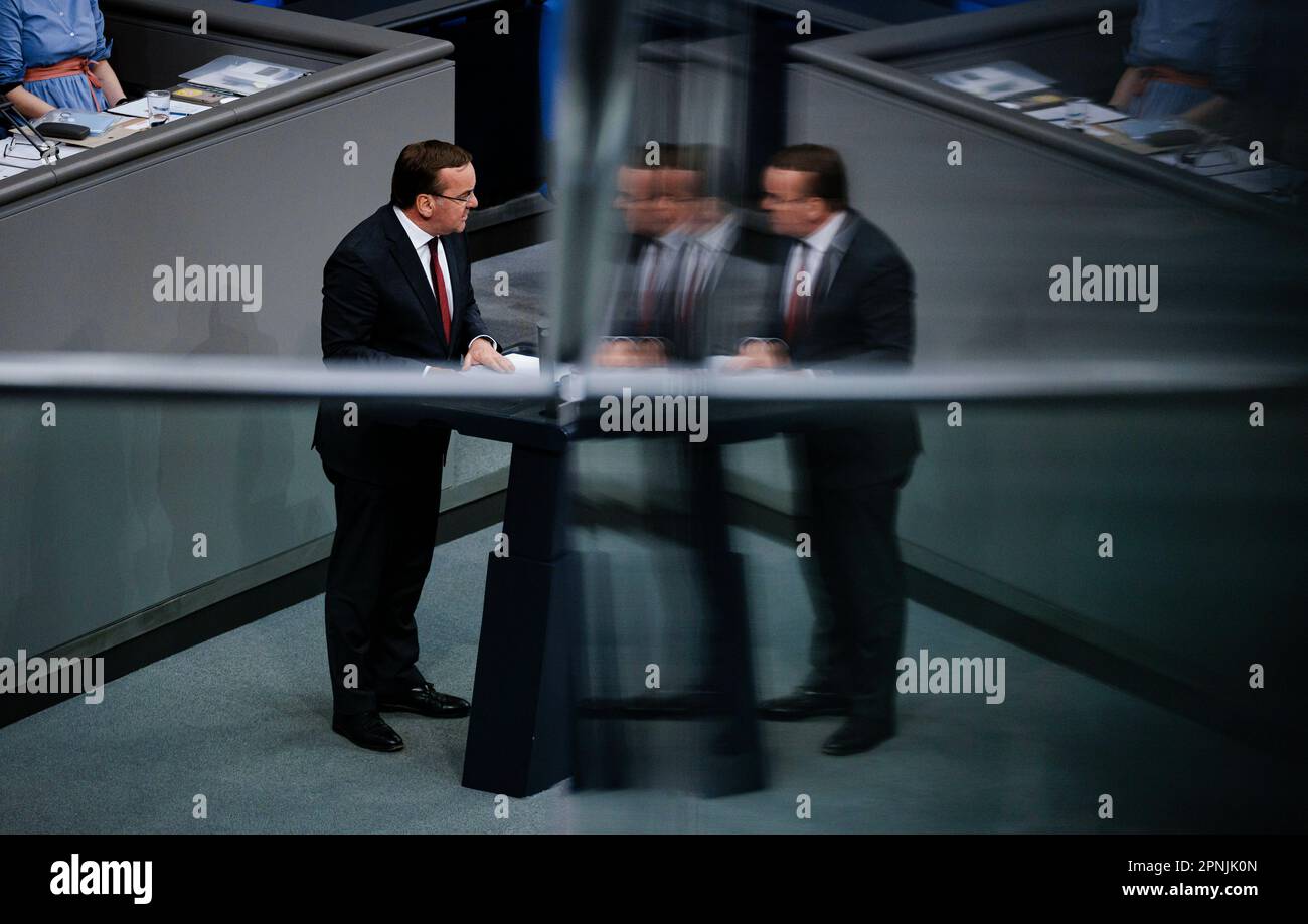 Berlin, Deutschland. 19th Apr, 2023. Boris Pistorius, Federal Minister ...