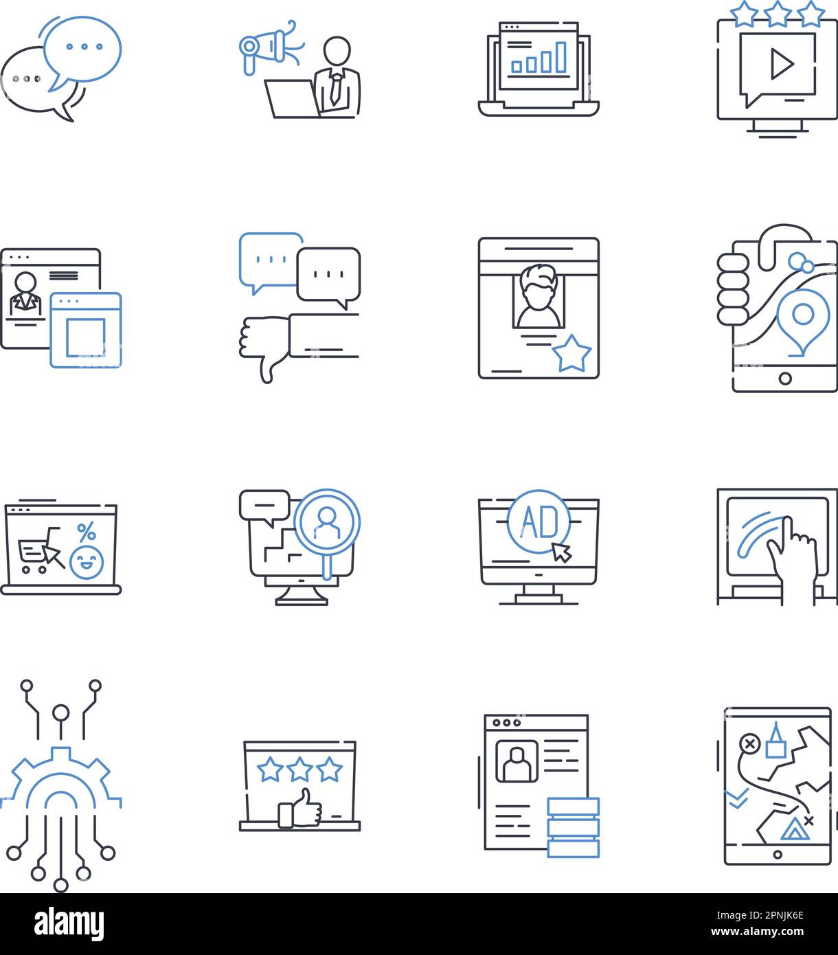 Data Integration Line Icons Collection Consolidation Mapping Alliance Assembly Coordination