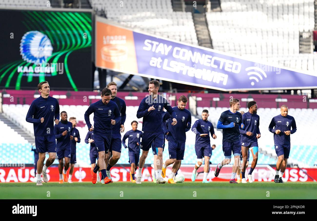KAA Gent players during a training session at the London Stadium ...