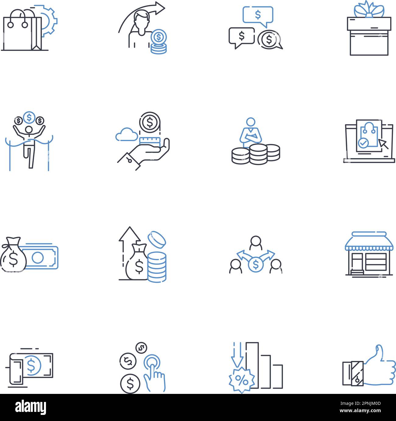 Financial services line icons collection. Investments, Banking ...