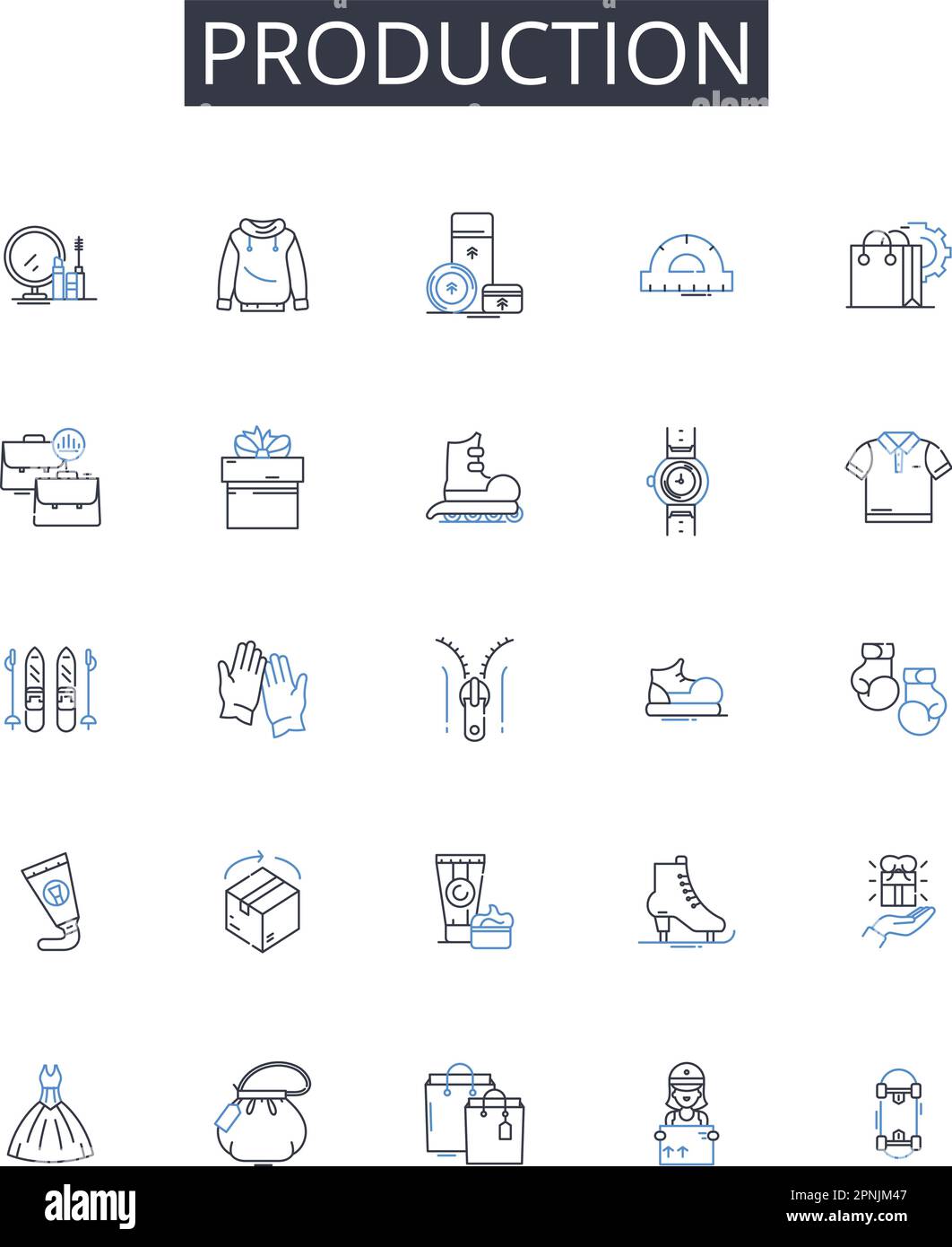 Production Line Icons Collection Creation Development Fabrication Manufacture Generation