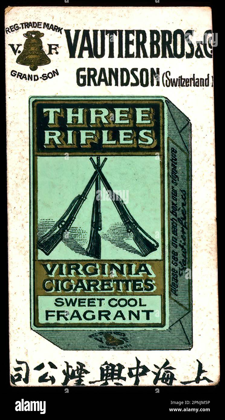 Three Rifles - Vintage Cigarette Card Packet Back, pre-communist era ...