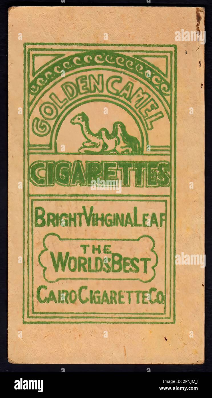Golden Camel Cigarettes - Vintage Chinese Cigarette Card Back, pre ...