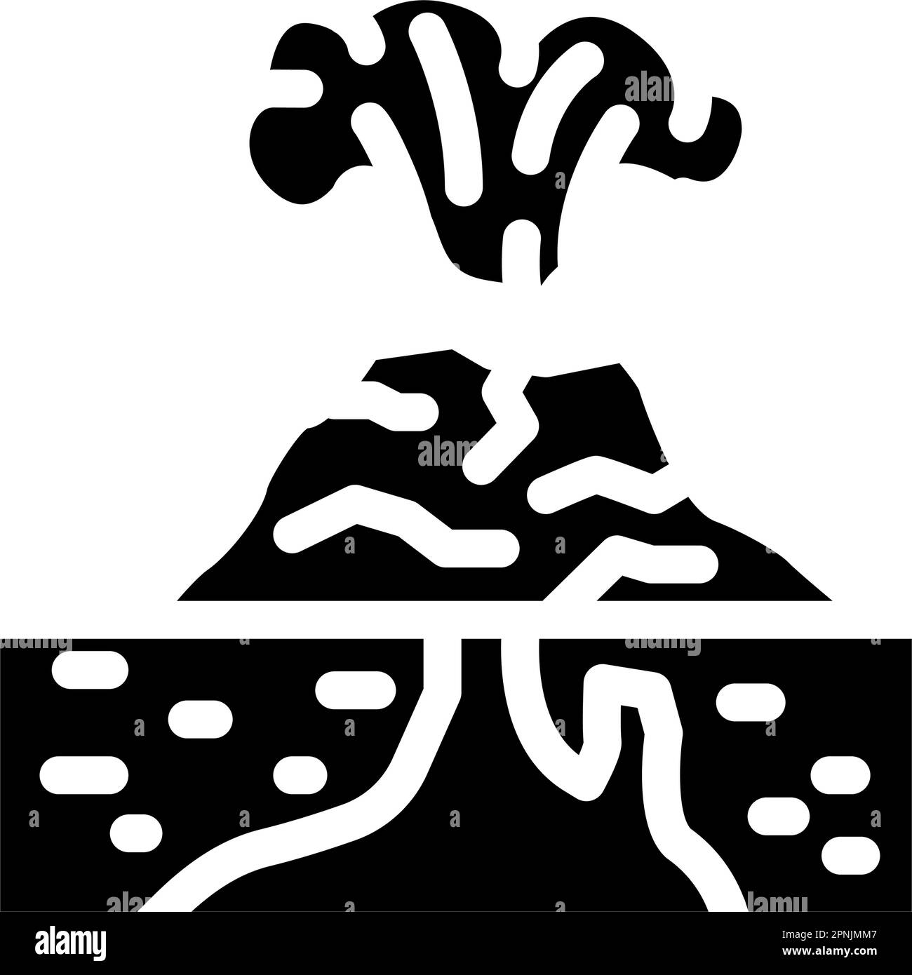 volcanic earthquake disaster glyph icon vector illustration Stock ...
