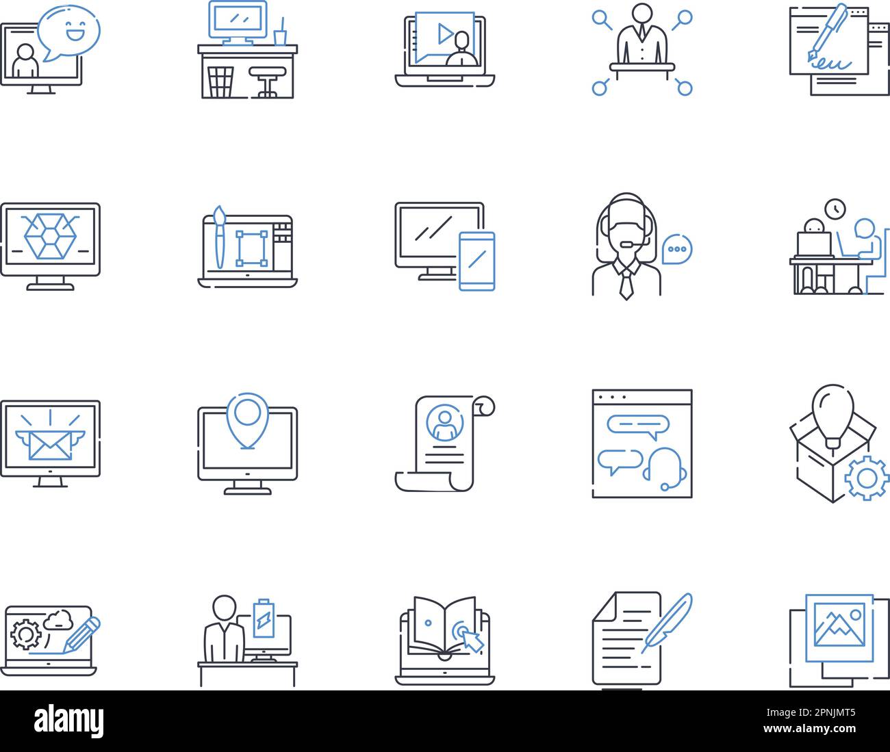Productivity And Efficiency Line Icons Collection Optimization