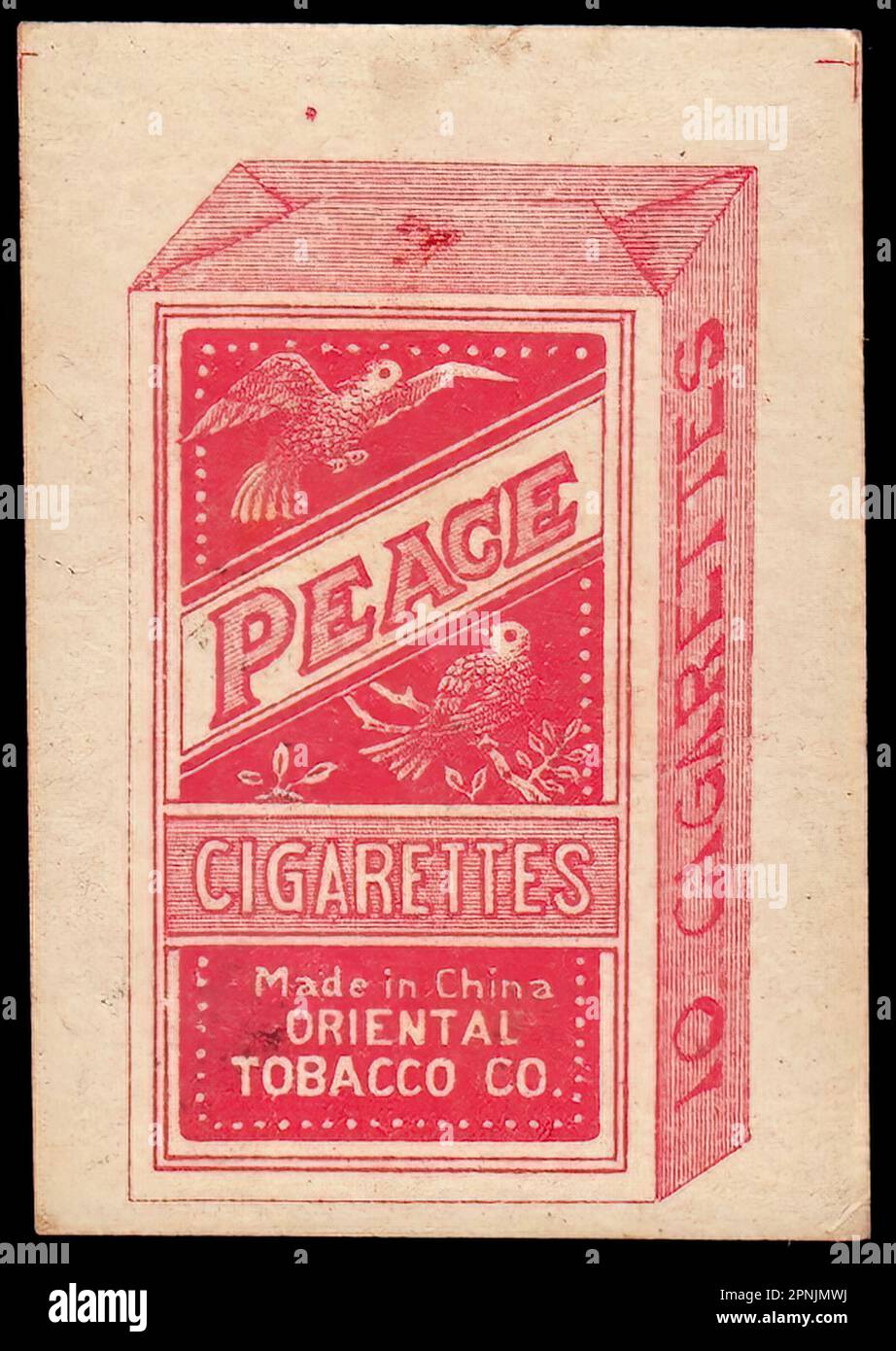 Peace Cigarettes - Vintage Chinese Cigarette Card Back, pre-communist ...