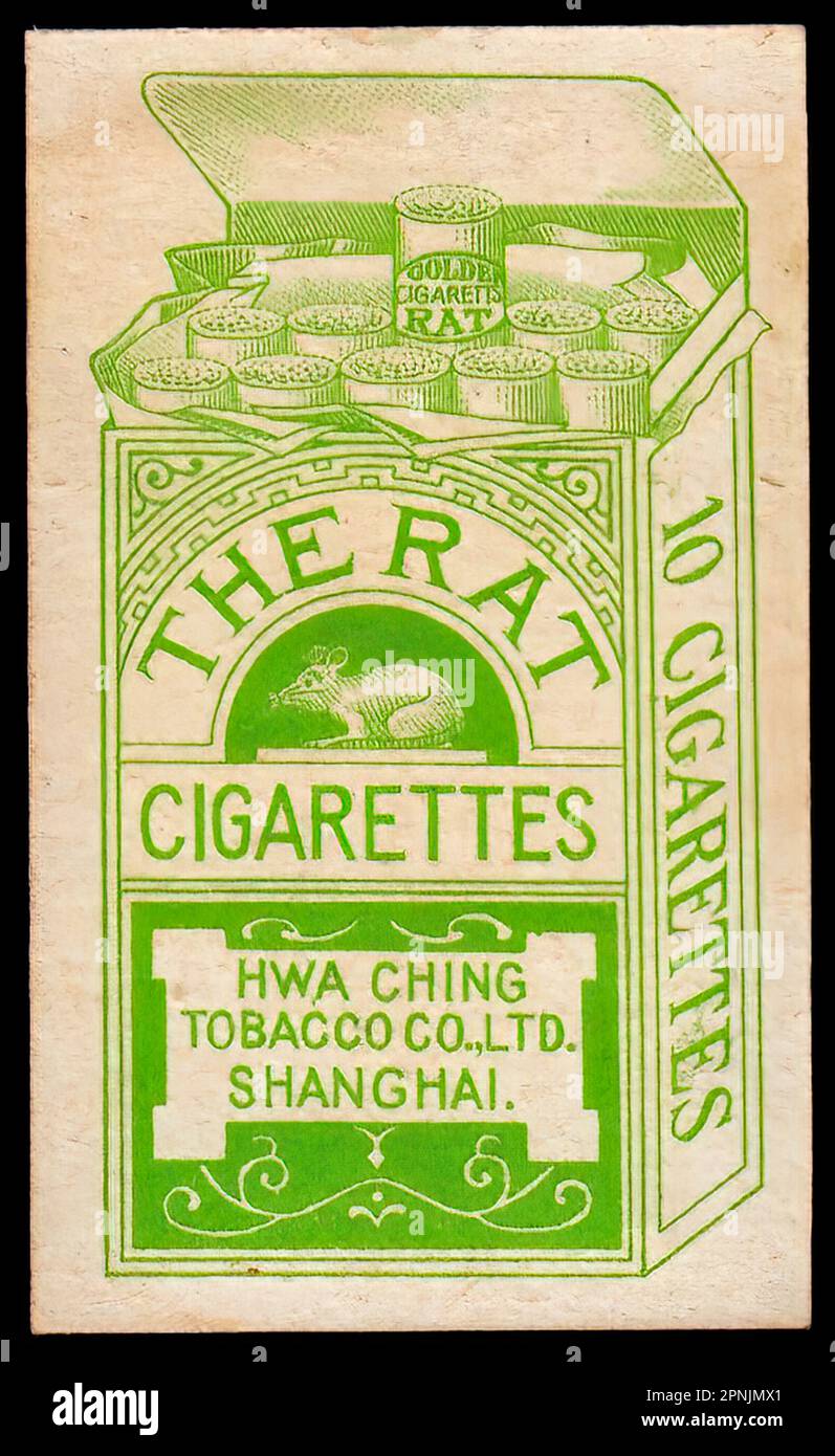 Rat Cigarettes - Vintage Chinese Cigarette Card Packet Back, pre ...