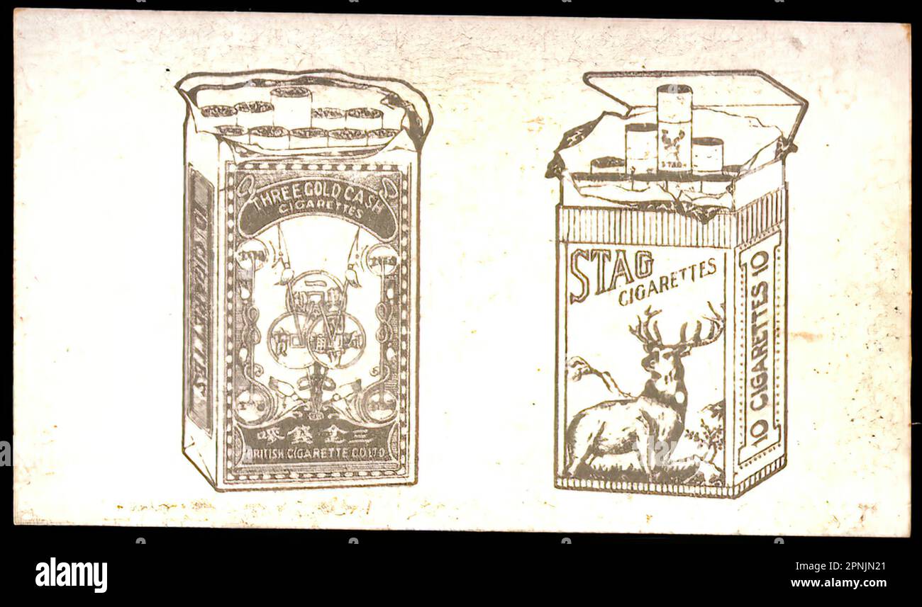 Three Gold Cash & Stag - Vintage Cigarette Card Packet Back, pre ...