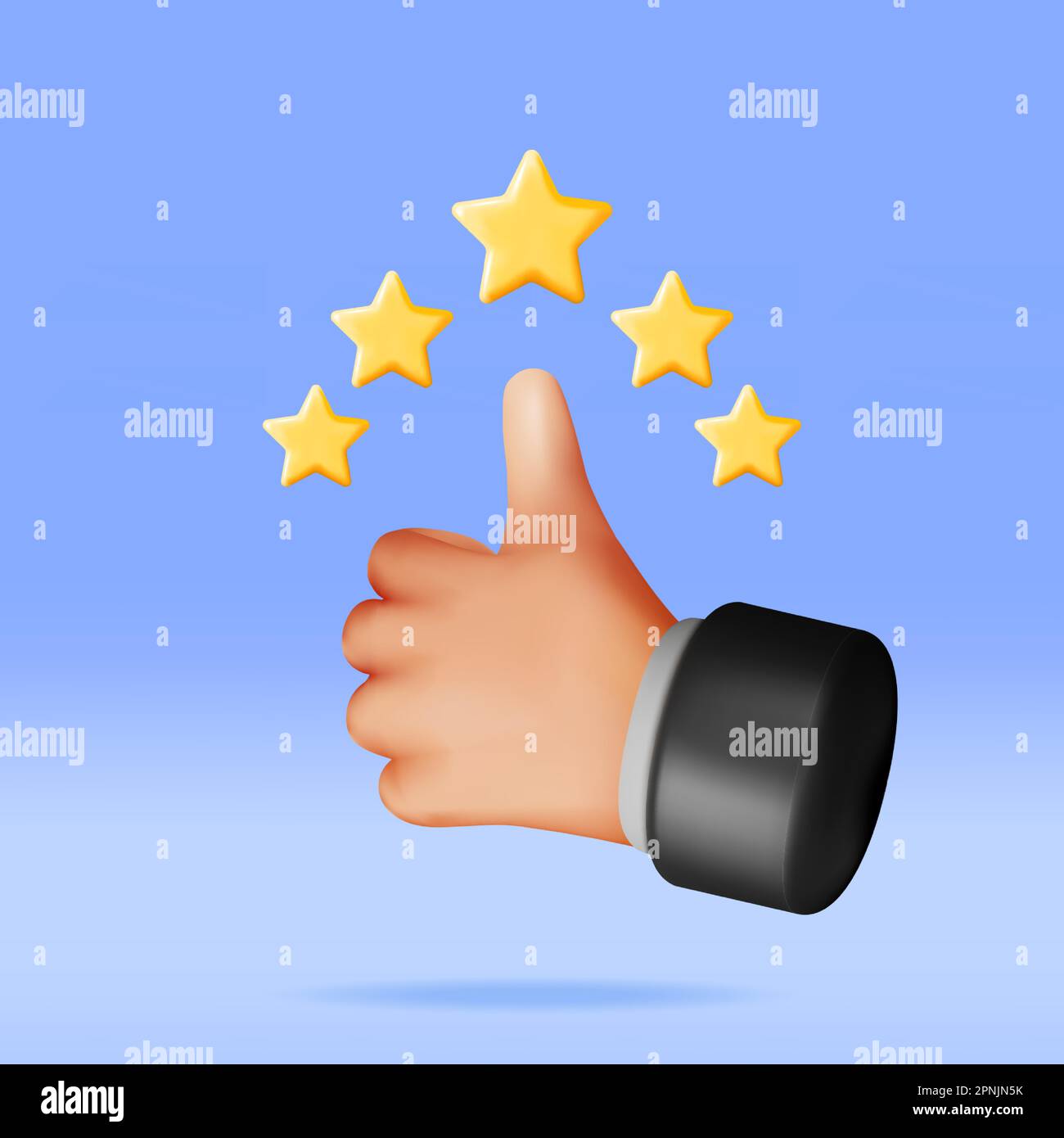 3D Thumb Up Pointing at Five Gold Star Rating Stock Vector Image & Art ...