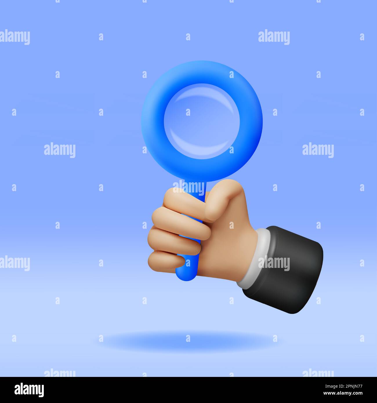 3D Blue Magnifying Glass in Hand Isolated Stock Vector Image & Art - Alamy