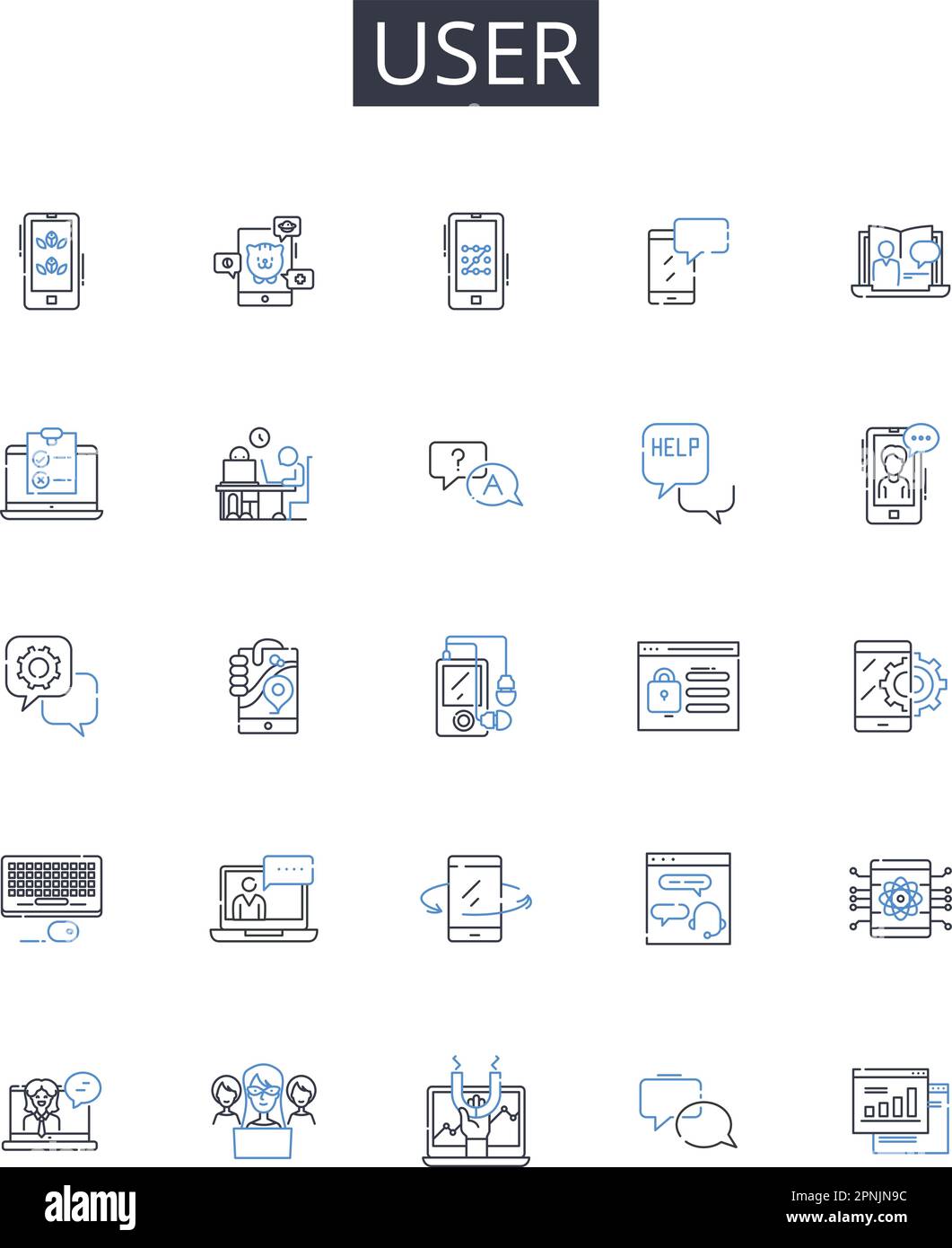 User line icons collection. Consumer, Client, Customer, Patron, Account ...
